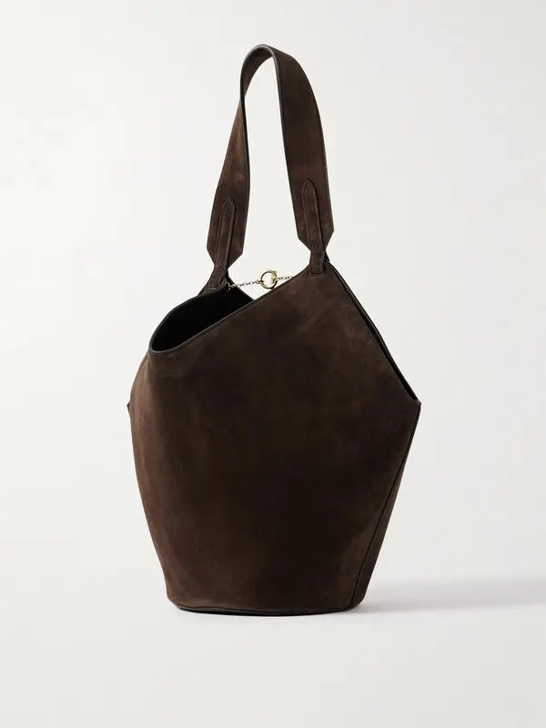 Khaite Lotus Small Suede Tote - Brown