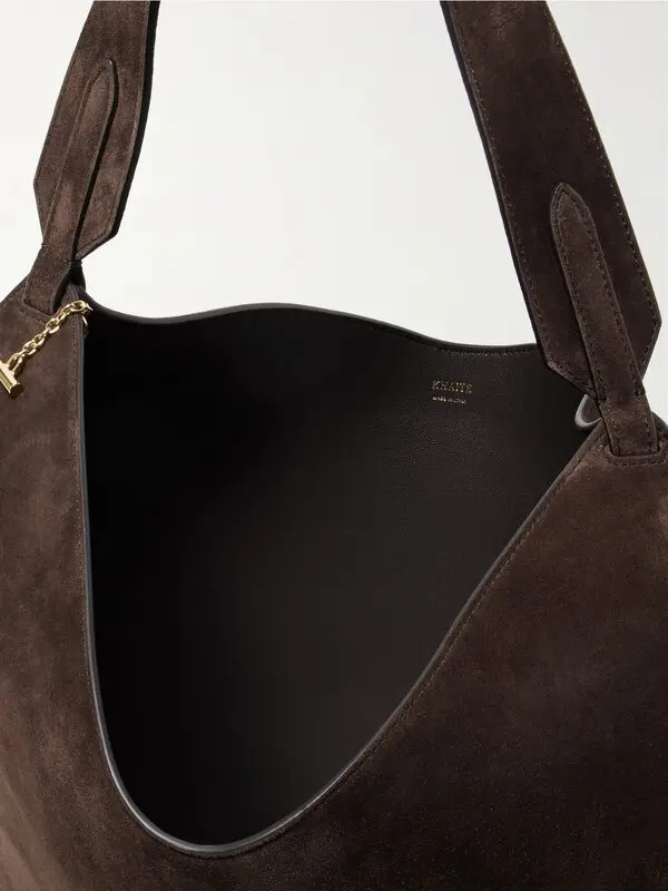 Khaite Lotus Small Suede Tote - Brown