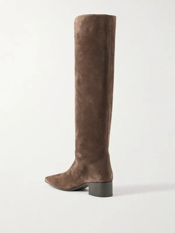 Khaite Andee Suede Knee High Boots - Brown