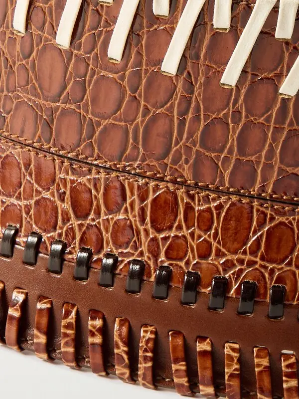 Dries Van Noten Whipstitched Croc-effect Leather Corset Belt