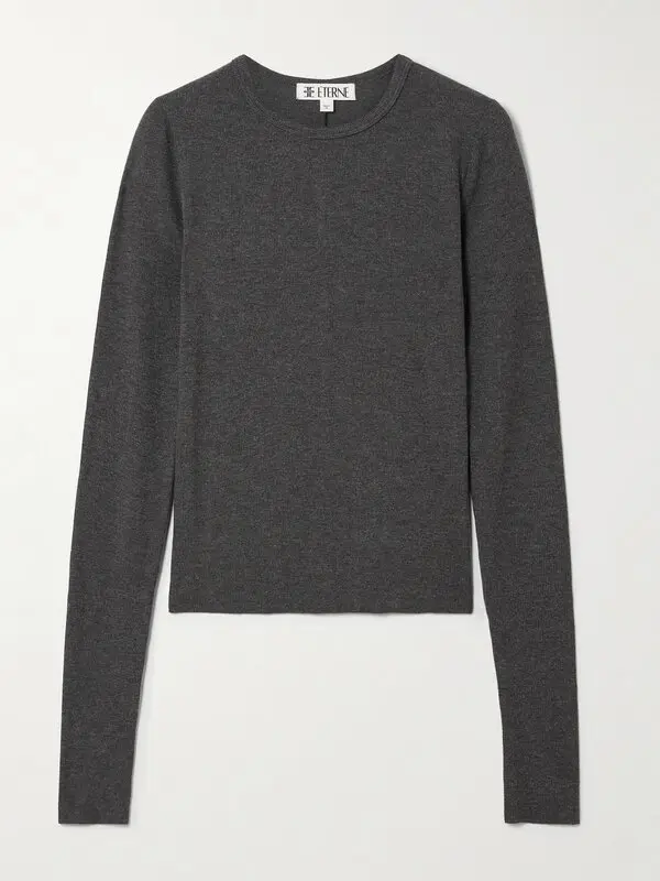 Eterne Ribbed Jersey Top - Gray