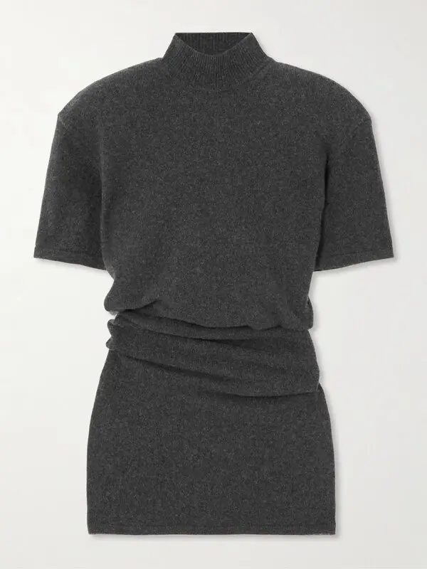 Jacquemus The Castagna Wool-blend Turtleneck Mini Dress - Gray