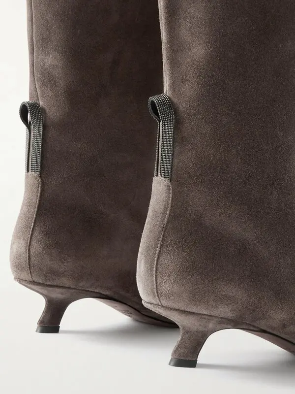 Brunello Cucinelli Scarpe Suede Knee Boots - Gray
