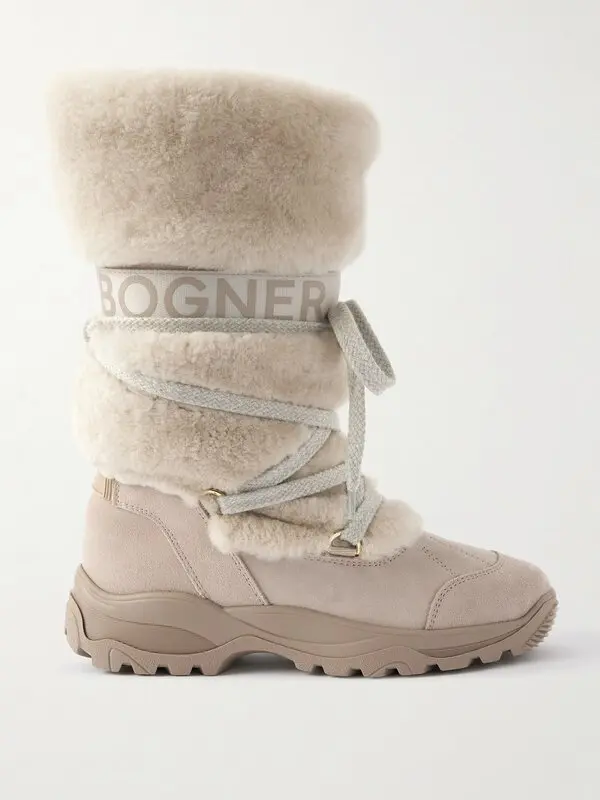 Bogner Alta Badia Shearling And Suede Ankle Boots