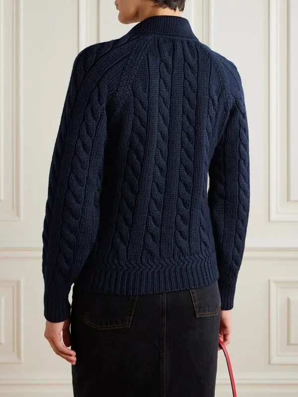 Bally Cable-knit Wool Polo Sweater - Blue