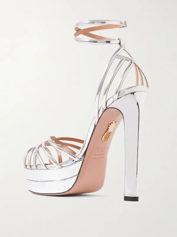 AQUAZZURA Wild Dream 105 Metallic Platform Sandals - Silver
