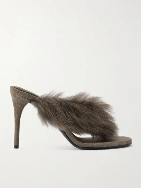 Alaïa Shearling Mules - Taupe