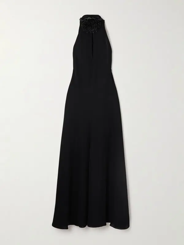 Alaïa Cut-out Embellished Leather-trimmed Crepe Midi Dress