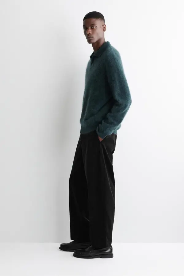 Cos Brushed-cashmere Polo Sweater - Turquoise
