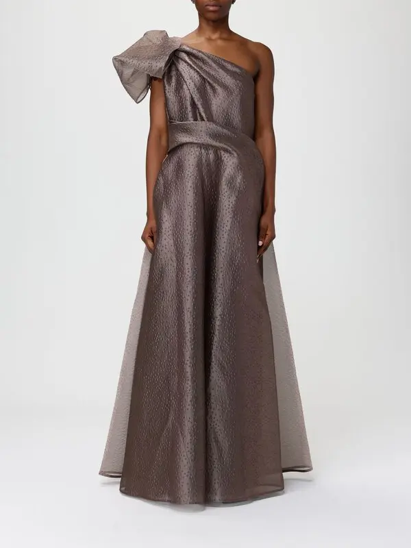 Talbot Runhof One Shoulder Maxi Dress - Grey