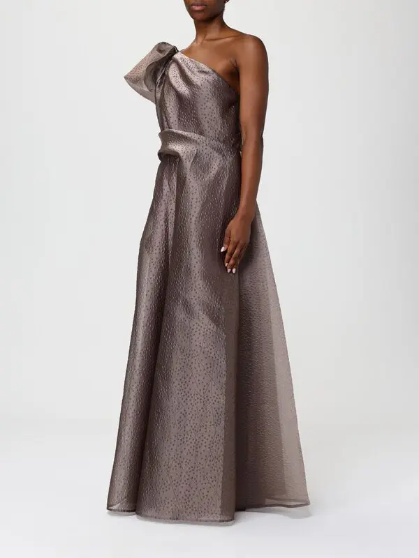 Talbot Runhof One Shoulder Maxi Dress - Grey