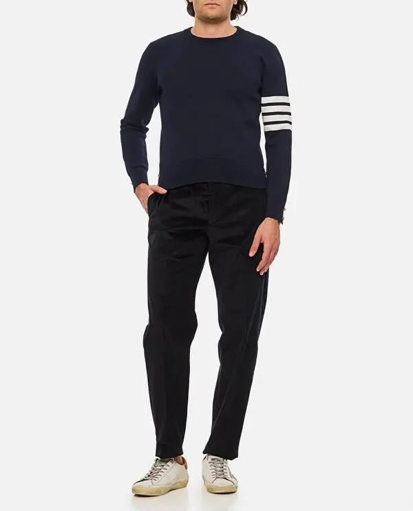 Thom Browne Pullover With 4-bar Stripe - Blu