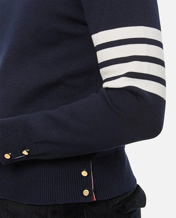 Thom Browne Pullover With 4-bar Stripe - Blu