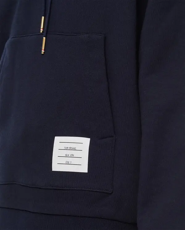 Thom Browne Hoodie With Adjustable Drawstring - Blue