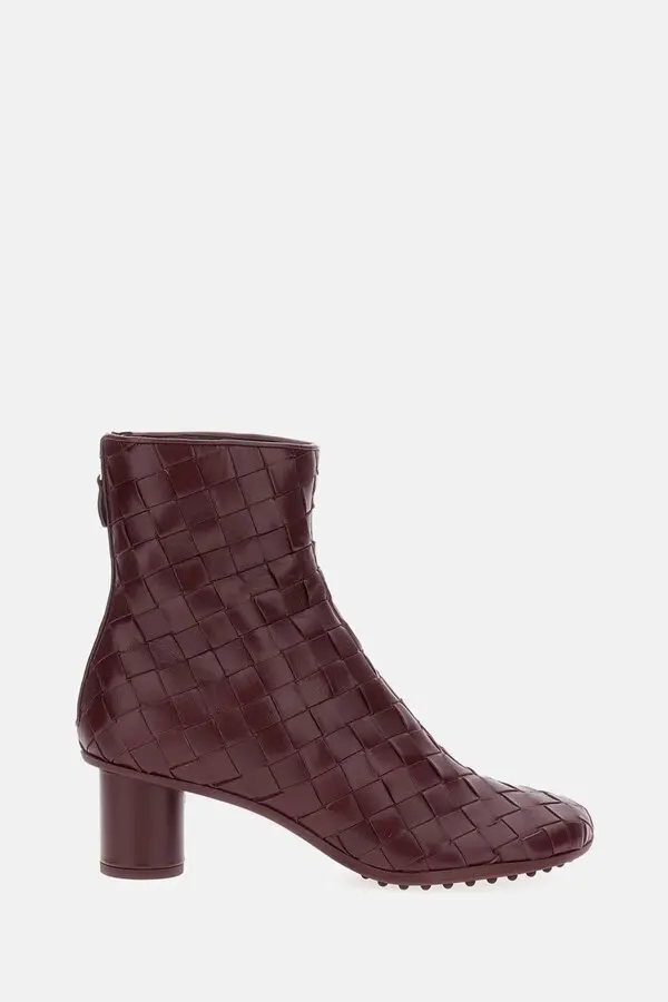 Bottega Veneta Woven Leather Ankle Boots - Red