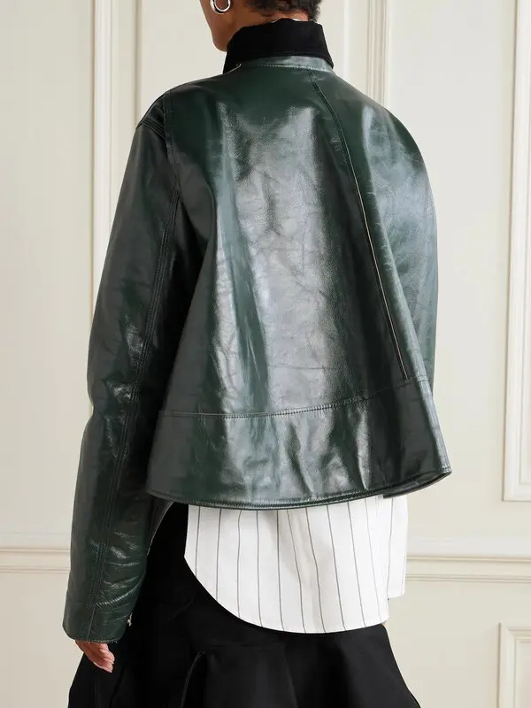 Sacai Carhartt Wip X Leather Biker Jacket - Green | Editorialist