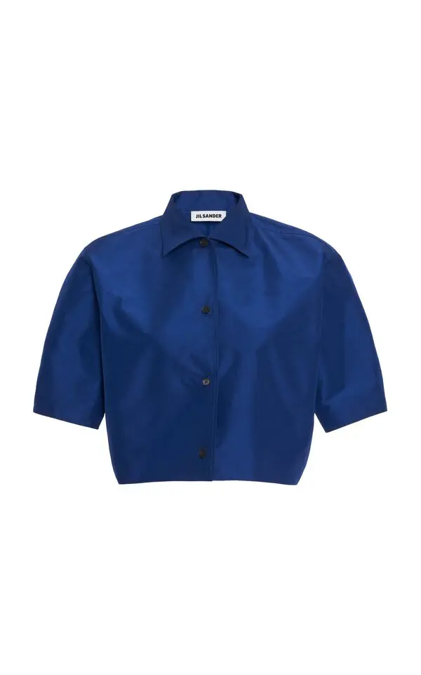 JIL SANDER Cropped Button-down Shirt - Blue