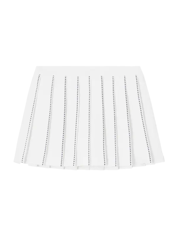 Tory Burch Embroidered Pleated Jersey Mini Tennis Skirt - White