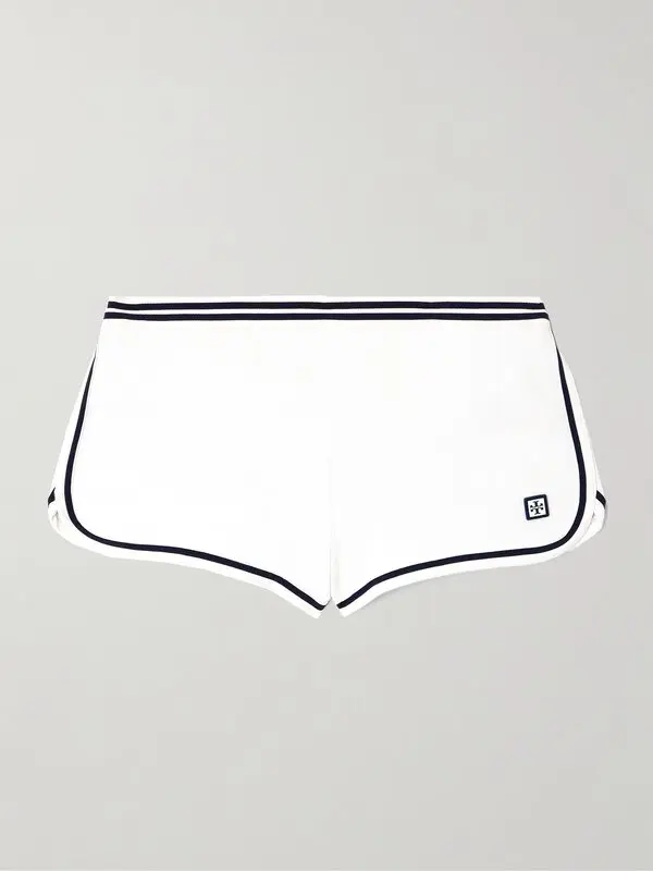 Tory Burch Striped Stretch-piqué Tennis Shorts - White