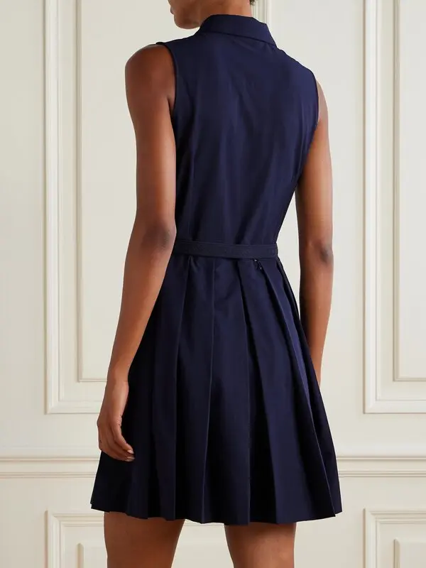 Tory Burch Belted Pleated Stretch-jersey Golf Mini Dress