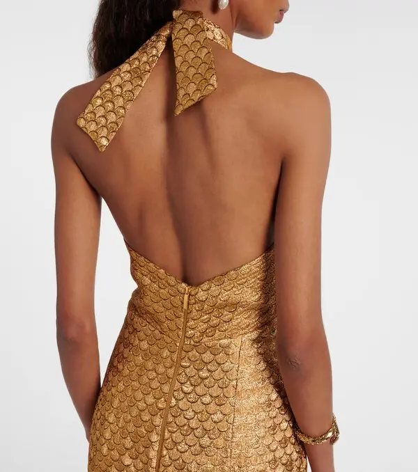 green emerald velvet dress LONG BODYCON DRESS IN GOLD | CULT MIA main image 1