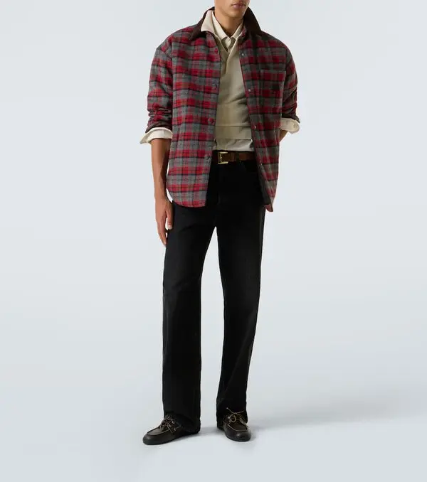 Miu Miu Plaid Virgin Wool Down Overshirt