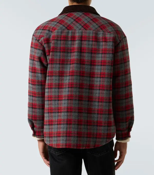 Miu Miu Plaid Virgin Wool Down Overshirt