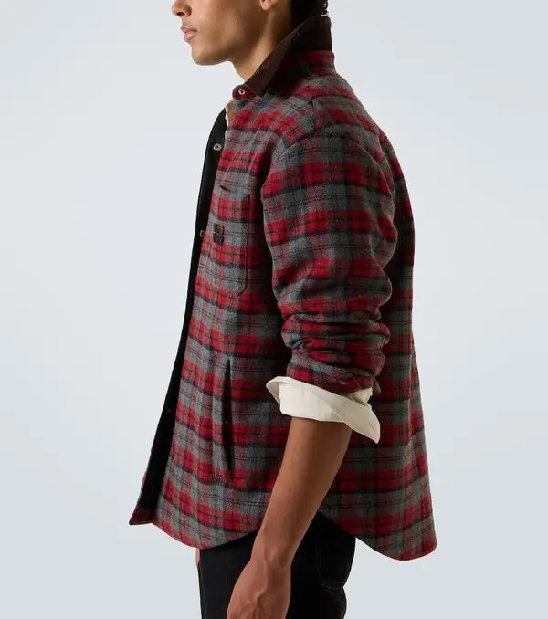 Miu Miu Plaid Virgin Wool Down Overshirt
