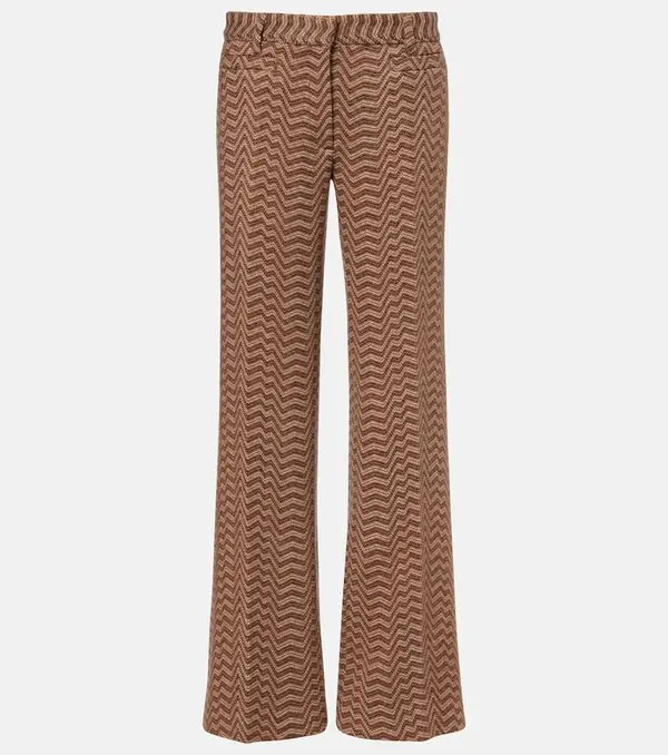 Missoni Zigzag Low-rise Bootcut Pants - Beige