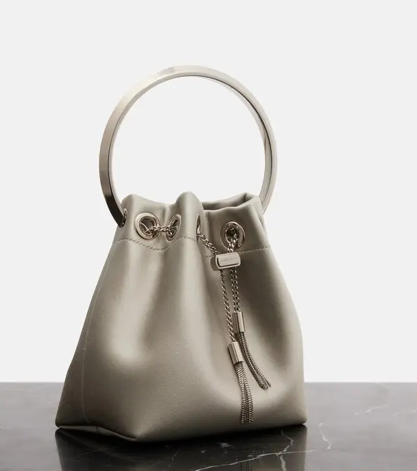 JIMMY CHOO Bon Bon Satin Bucket Bag - Silver