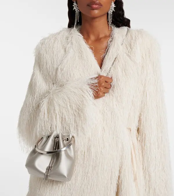 JIMMY CHOO Bon Bon Satin Bucket Bag - Silver