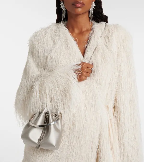 JIMMY CHOO Bon Bon Satin Bucket Bag - Silver