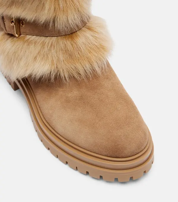 GIANVITO ROSSI Maverick Suede And Shearling Biker Boots