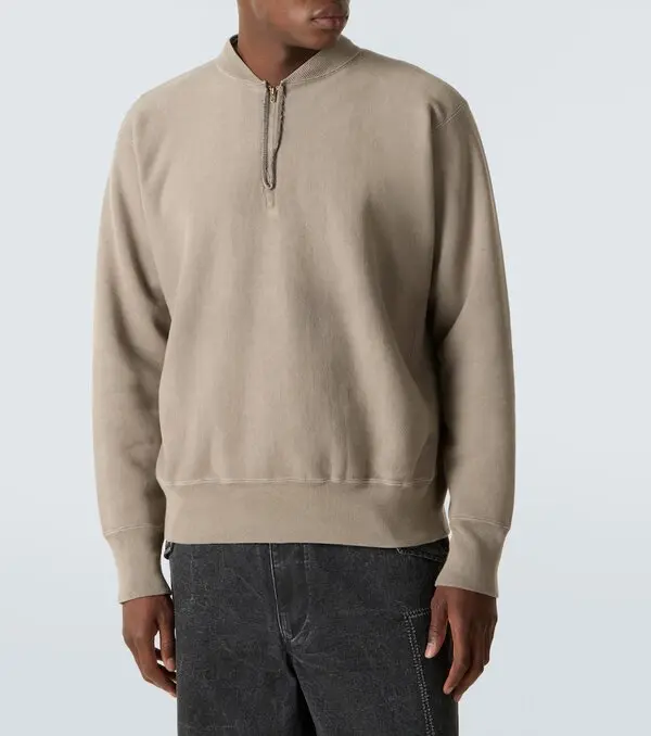 A.PRESSE Cotton Jersey Half-zip Sweatshirt