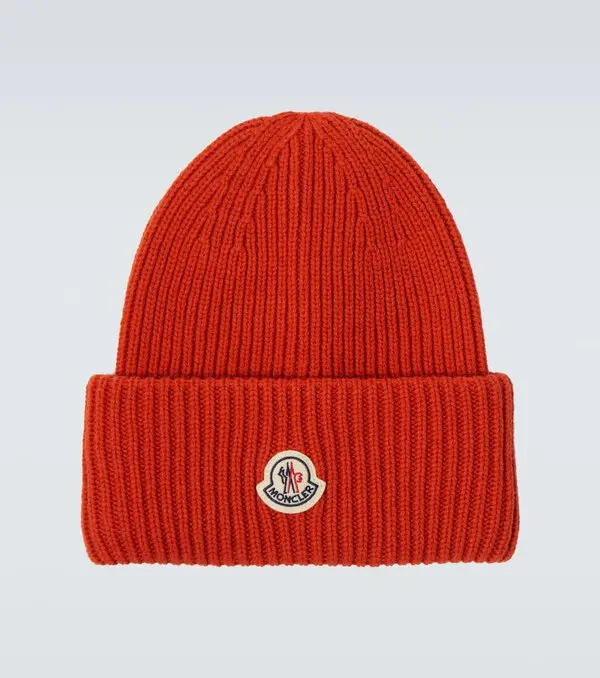 Moncler Logo Wool And Cashmere Beanie - Orange