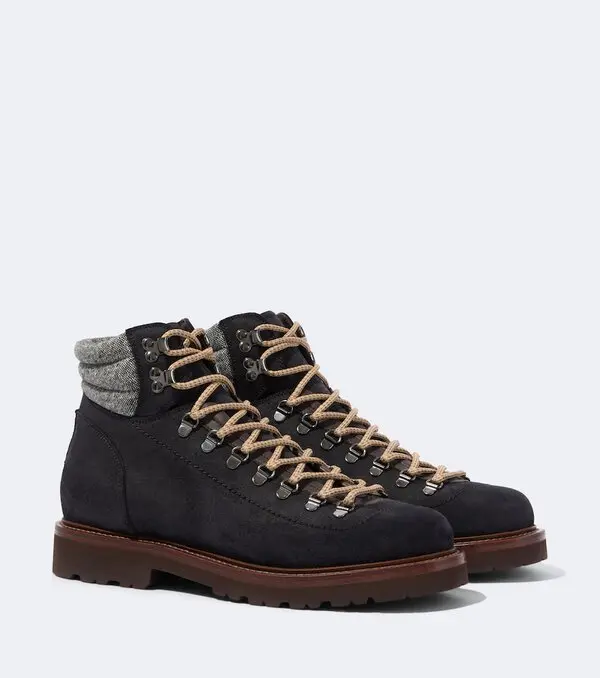 Brunello Cucinelli Suede Lace-up Boots - Blue