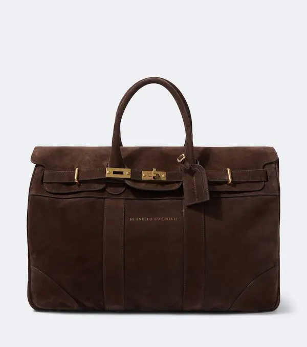 Brunello Cucinelli Suede Duffel Bag - Brown