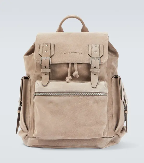 Brunello Cucinelli Suede Backpack - Beige