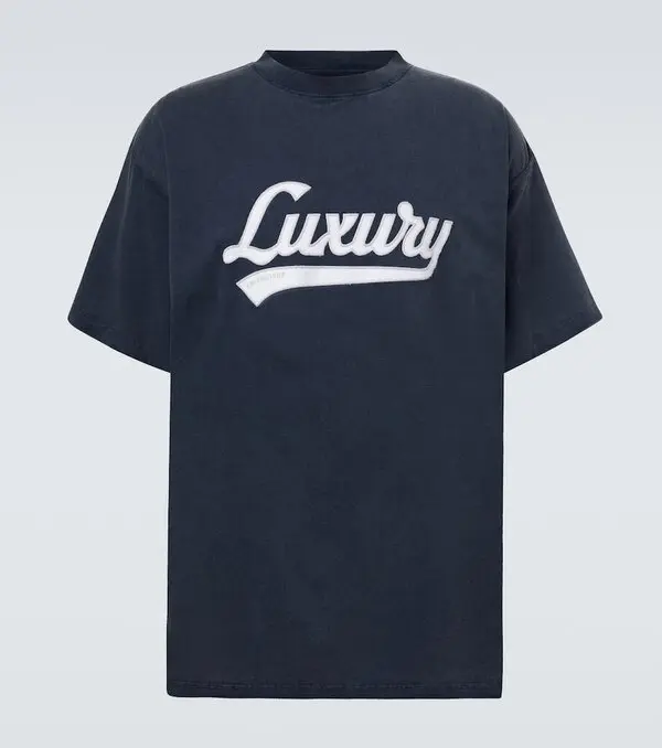 Balenciaga Printed Cotton Jersey T-shirt - Black