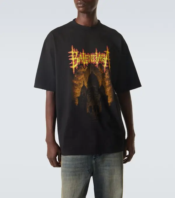Balenciaga Printed Cotton Jersey T-shirt - Multicoloured