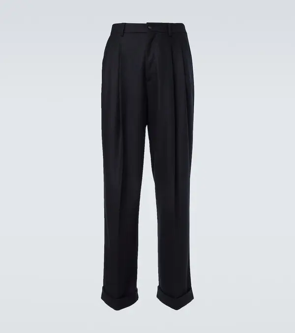 Dolce & Gabbana Virgin Wool Wide-leg Trousers - Black