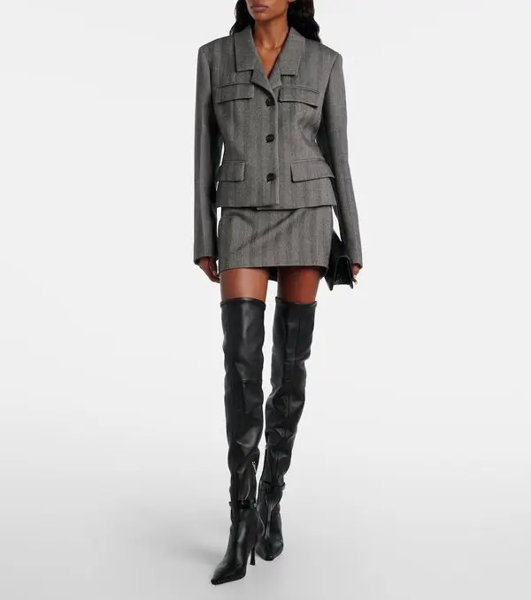 JIMMY CHOO Camie 85 Leather Over-the-knee Boots - Black