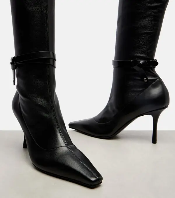 JIMMY CHOO Camie 85 Leather Over-the-knee Boots - Black