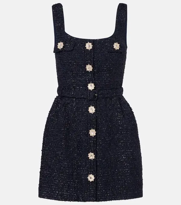 SELF-PORTRAIT Belted Bouclé Mini Dress