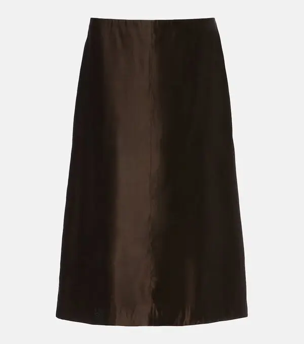 Khaite Nania Twill Midi Skirt - Brown