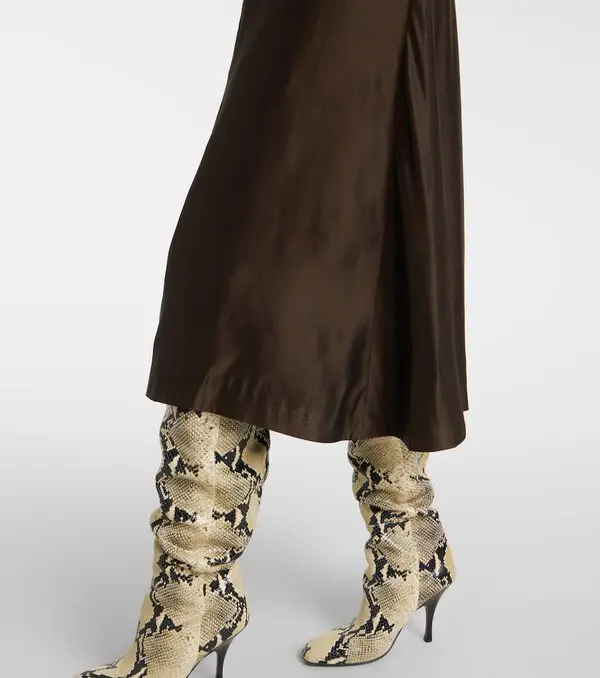 Khaite Nania Twill Midi Skirt - Brown