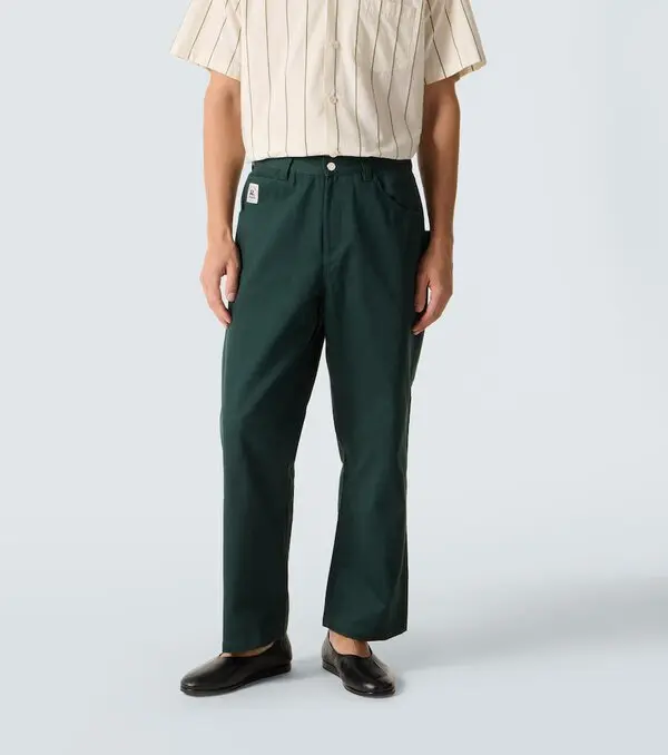 BODE Knolly Brook Cotton Twill Straight Pants - Green
