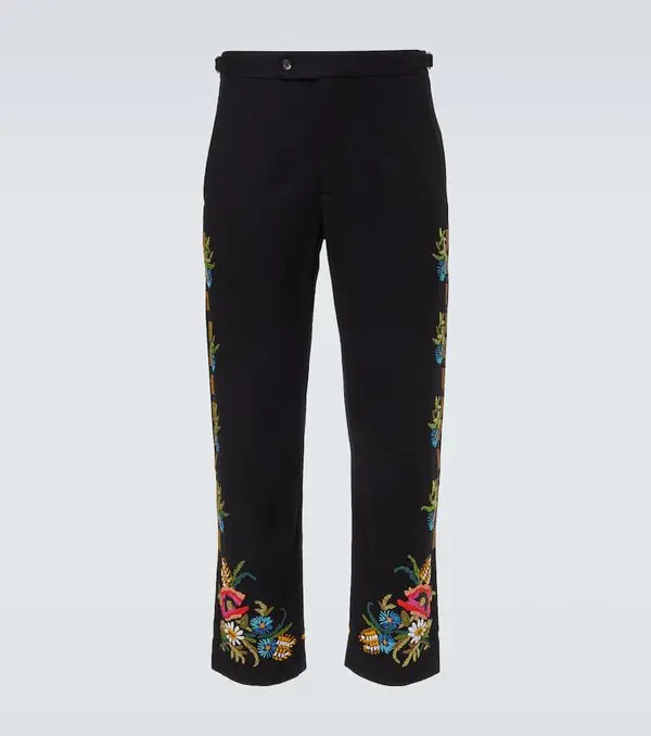 BODE Aquitaine Beaded Wool Straight Pants