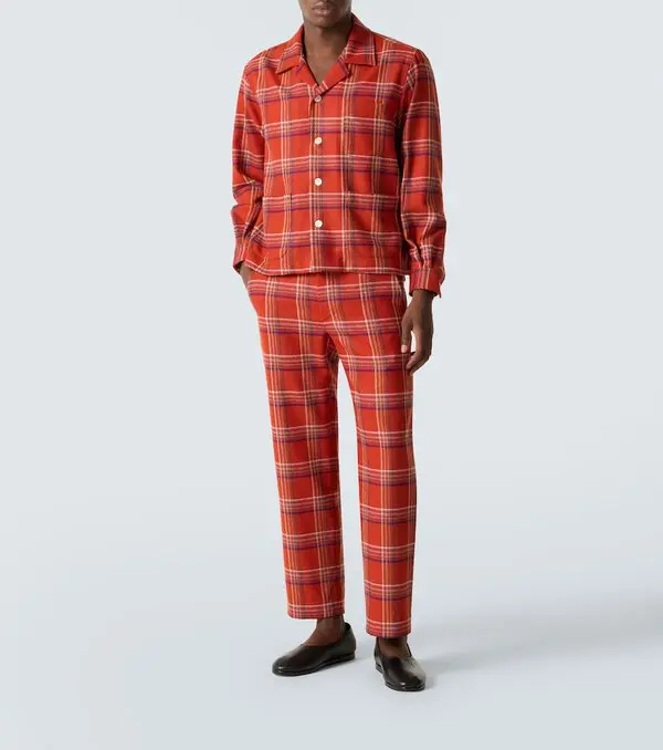 BODE Gable Plaid Wool Flannel Overshirt - Red