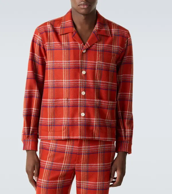 BODE Gable Plaid Wool Flannel Overshirt - Red